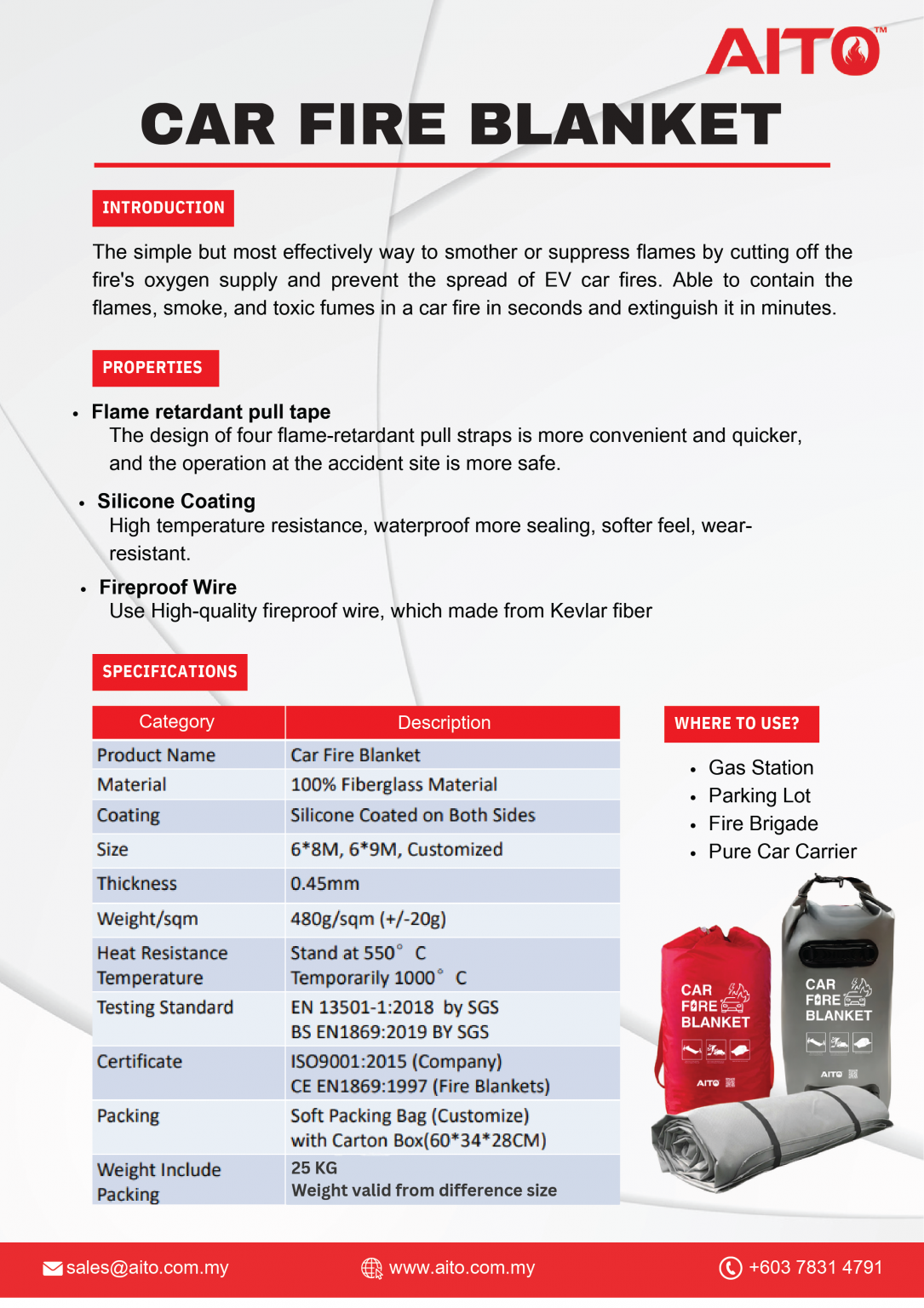 EV Fire Blanket - Fire Protection Malaysia - AITO