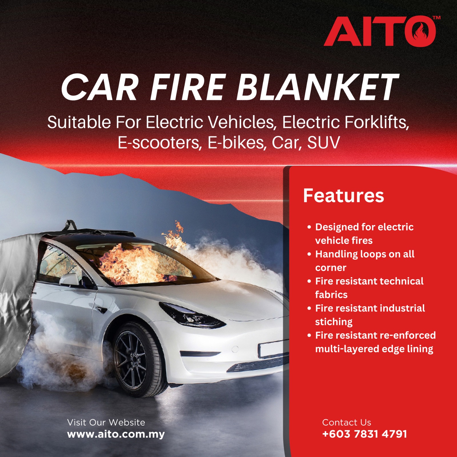 EV Fire Blanket - Fire Protection Malaysia - AITO